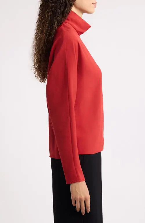 Mango Fresa Mock Neck Top - Red