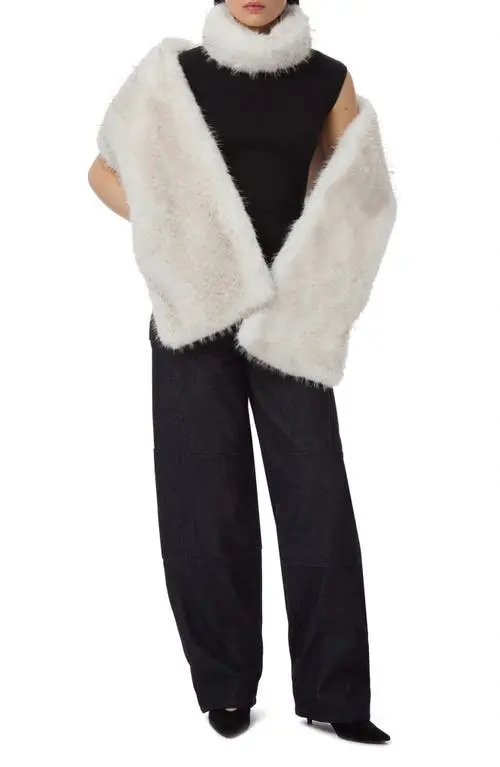 Apparis Dame Faux Fur Wrap - Blanc Multi
