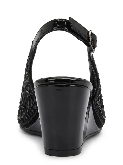 FOREVER & ALWAYS SHOES None Embellished Wedge Pump - Black