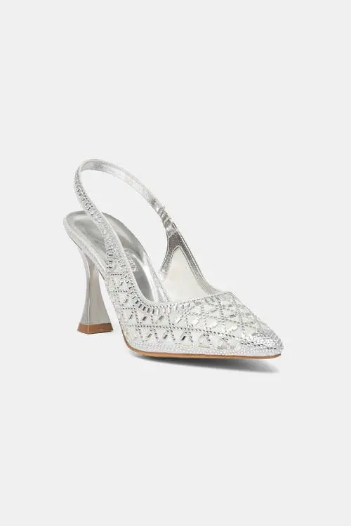FOREVER & ALWAYS SHOES Megan Embellished Stiletto Pump - Silver