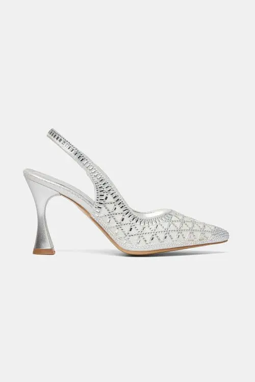 FOREVER & ALWAYS SHOES Megan Embellished Stiletto Pump - Silver