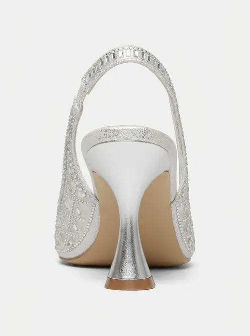FOREVER & ALWAYS SHOES Megan Embellished Stiletto Pump - Silver