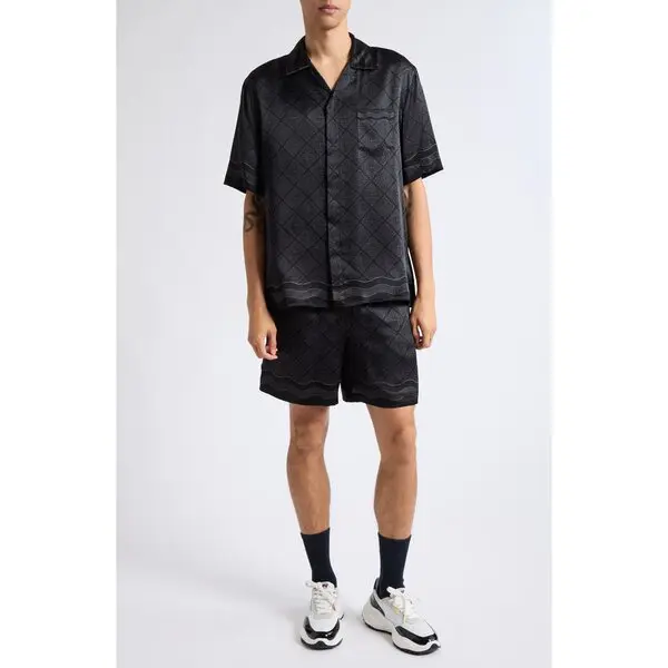 Casablanca Monogram Print Silk Shorts - Monogram Black