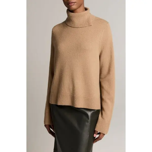Vince Swing Turtleneck Slit Wool & Cashmere Sweater