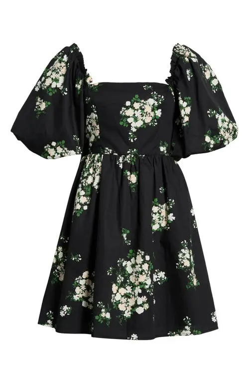 SUGARLIPS Emery Floral Print Puff Sleeve Dress