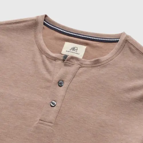 SURFSIDE SUPPLY CO. Sean Super Soft Classic Henley - Camel Heather