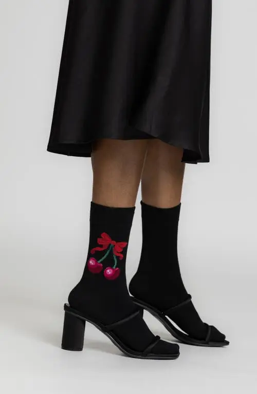 K BELL SOCKS Cherries Ministripe 2-pack Crew Socks