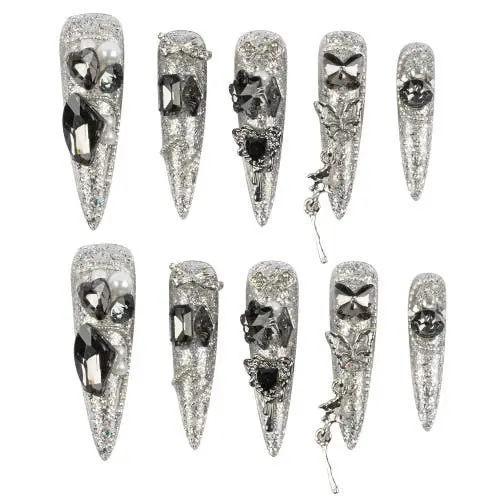 3H NAILS 3h Luxury Handmade Press-on Nailschrome Dagger