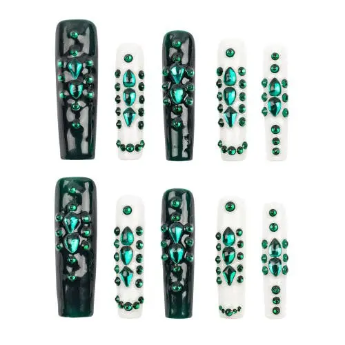 3H NAILS 3h Luxury Handmade Press-on Nailsgreen Enigma