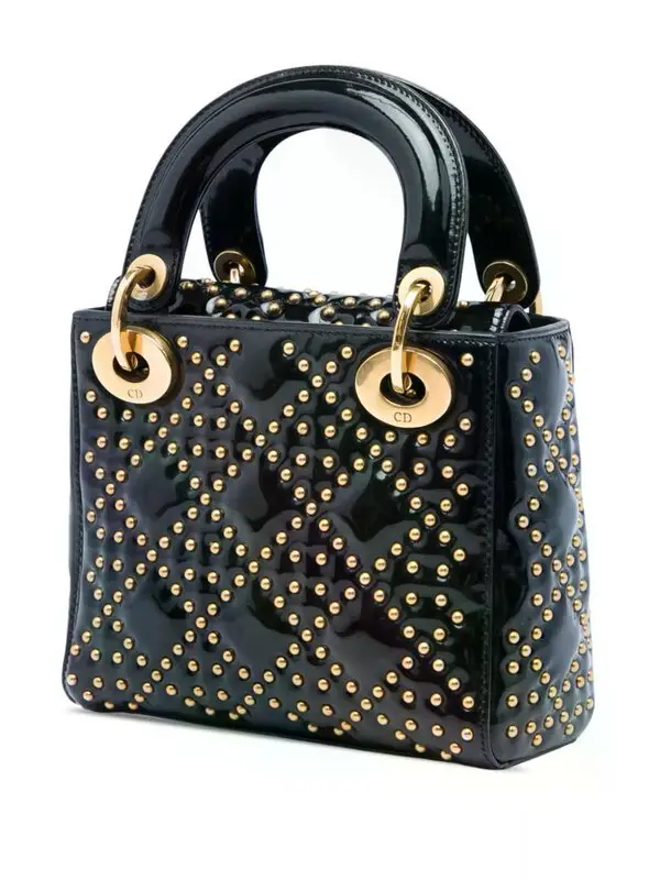 Dior 2017 Mini Patent Cannage Studded Supple Lady Satchel