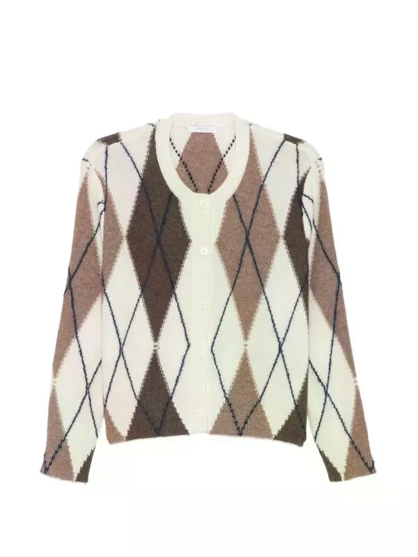 Majestic Filatures Argyle-knit Cardigan - Neutrals