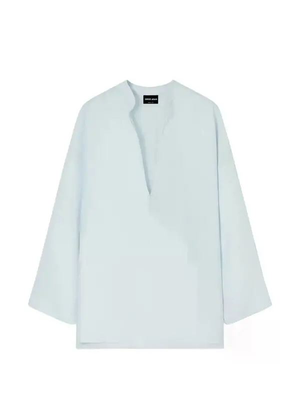 Giorgio Armani V-neck Wide-sleeve Blouse - Blue