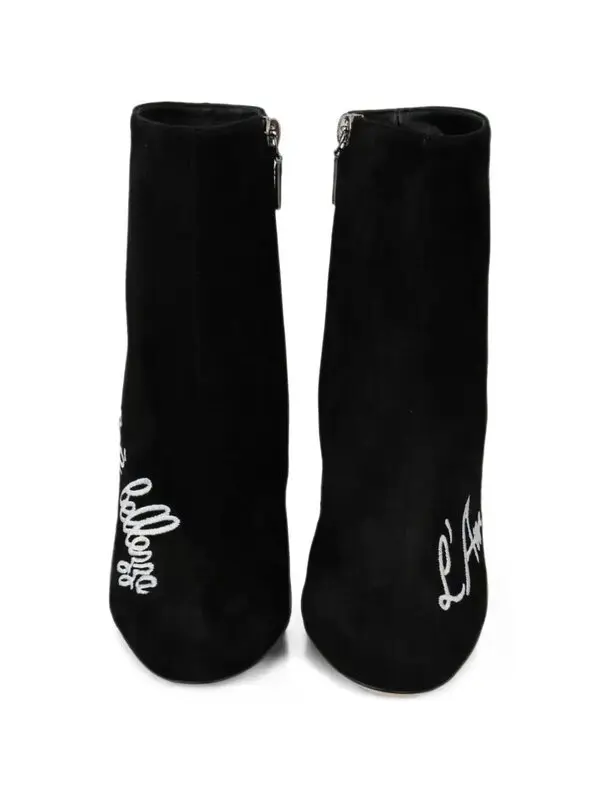 Dolce & Gabbana Embroidered Suede Ankle Boots