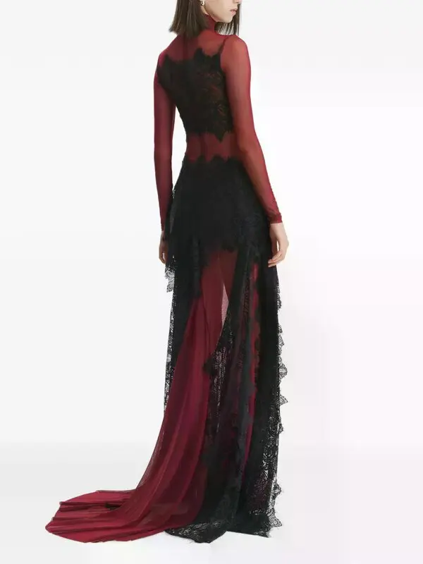 2310 STUDIO Lace-panelled Semi-sheer Maxi Dress