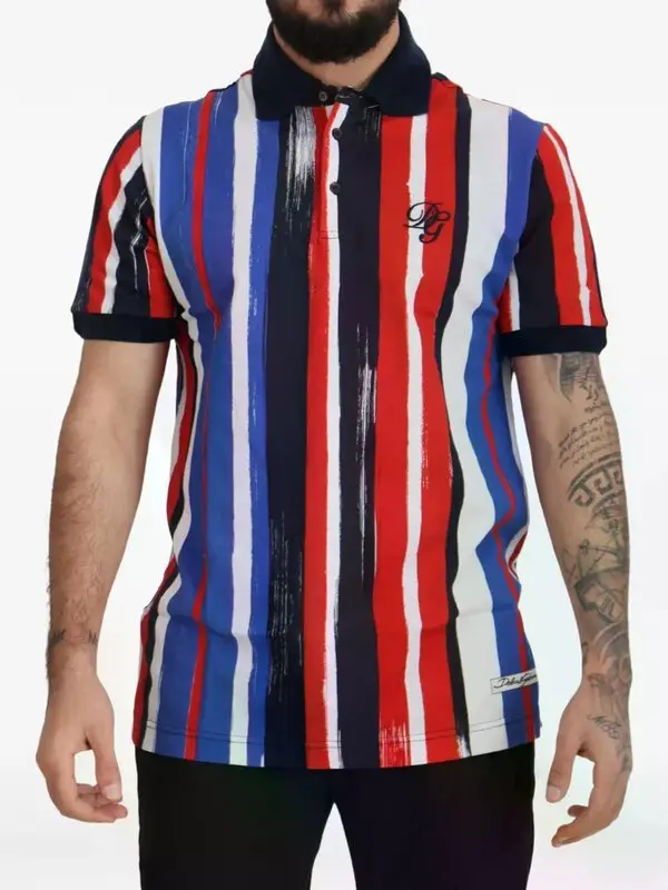 Dolce & Gabbana Paintstroke-effect Striped Polo Shirt