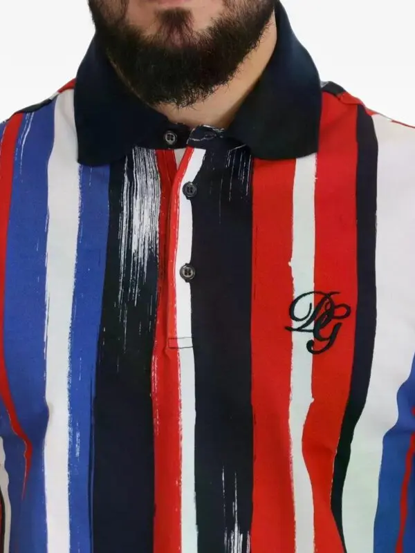 Dolce & Gabbana Paintstroke-effect Striped Polo Shirt