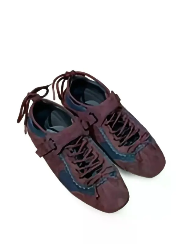 SHUSHU/TONG Scalloped-edge Mesh-panel Ballet Sneakers - Red