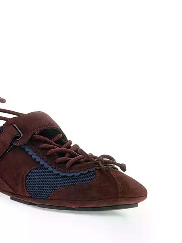 SHUSHU/TONG Scalloped-edge Mesh-panel Ballet Sneakers - Red