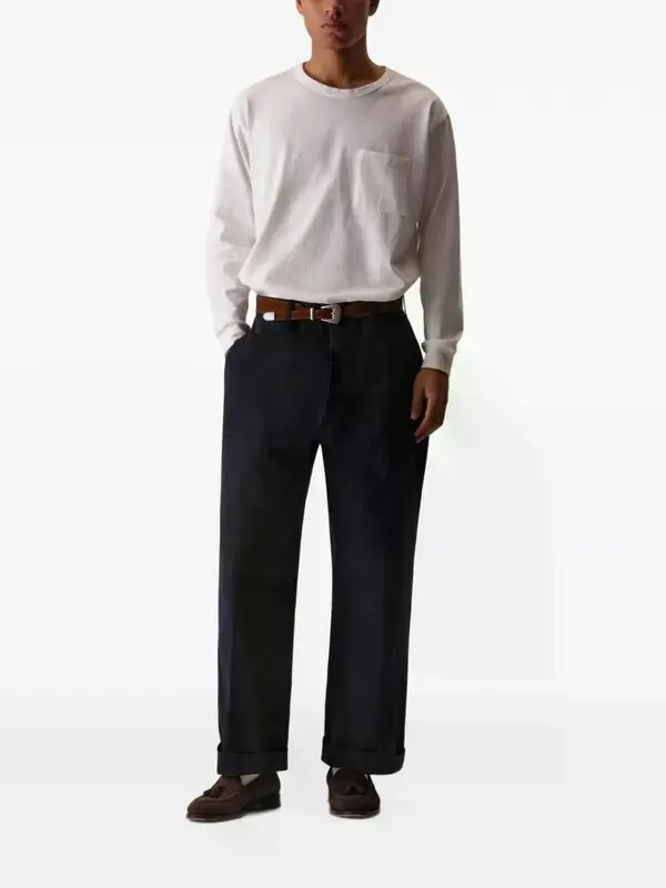 FORTELA Silver Herringbone Cotton Trousers
