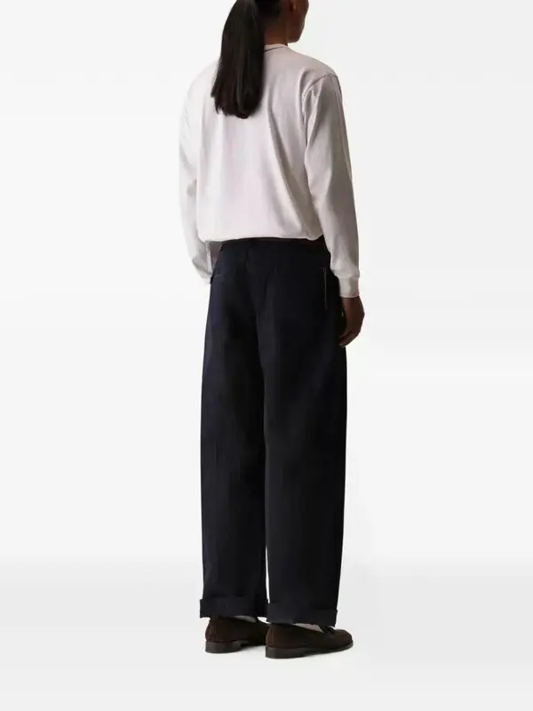 FORTELA Silver Herringbone Cotton Trousers