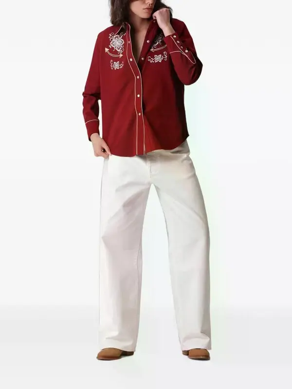 FORTELA Taissa Embroidered Shirt - Red