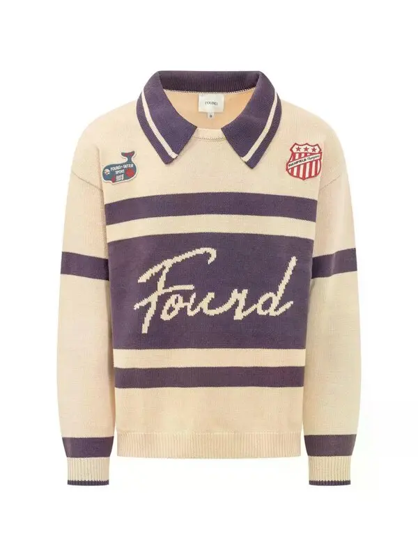 FOUND Logo-patch Striped Sweater - Neutrals