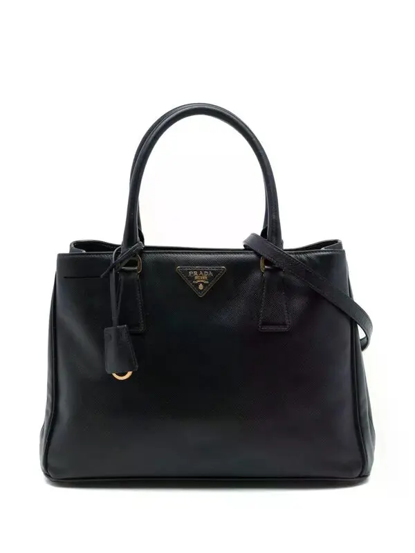 Prada 2013-2026 Small Saffiano Lux Gardeners Tote Satchel - Black