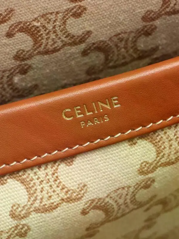 Celine 2000-2026 Large Canvas Triomphe Striped Cabas Thais Tote Bag