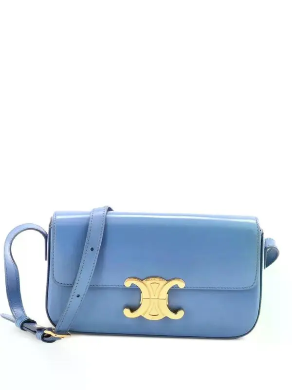 Celine Triomphe East-west Smooth Calfskin Shoulder Bag - Blue