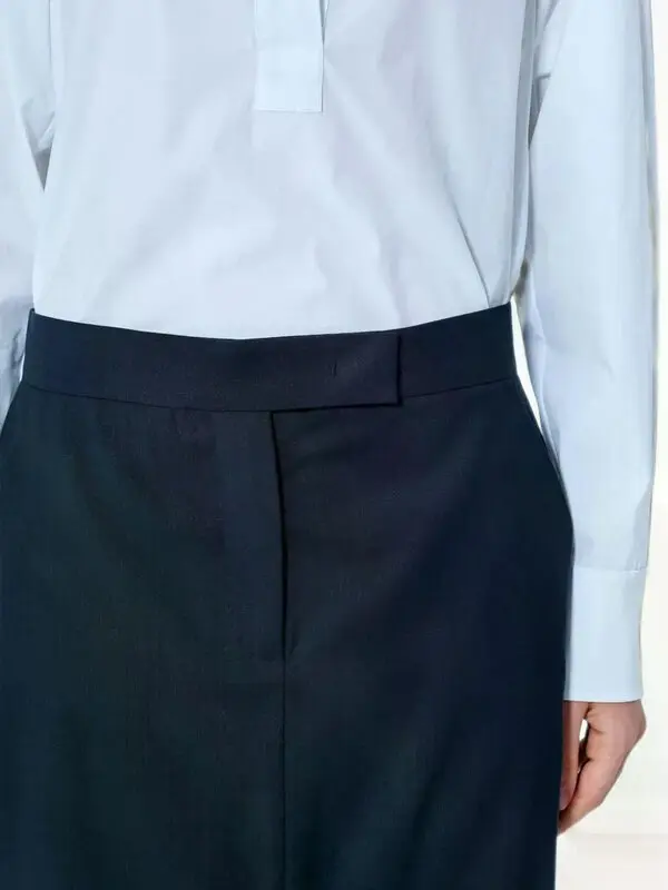 Max Mara Cut-out Overlay Woold Midi Skirt