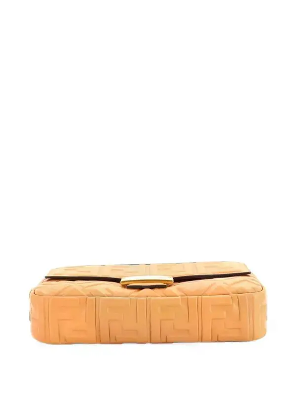 Fendi Baguette Nm Bag Zucca Embossed Leather Medium Crossbody Bag