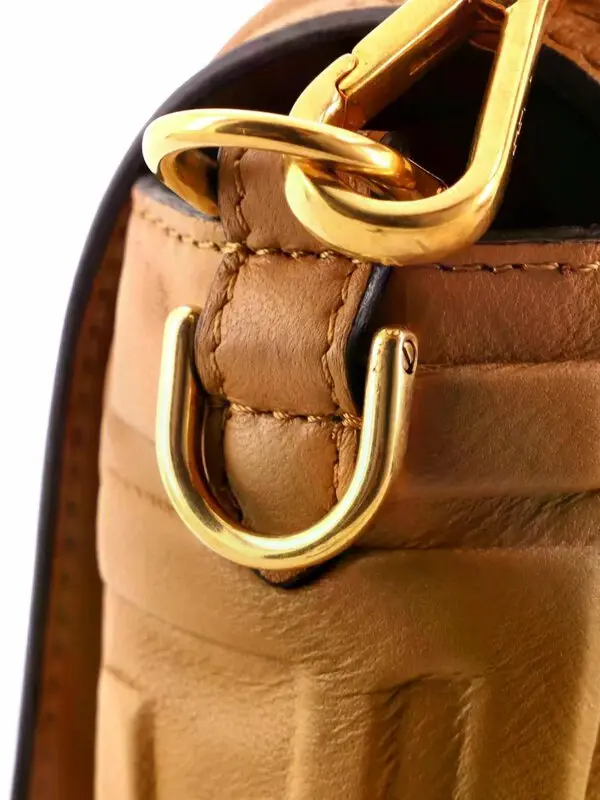 Fendi Baguette Nm Bag Zucca Embossed Leather Medium Crossbody Bag