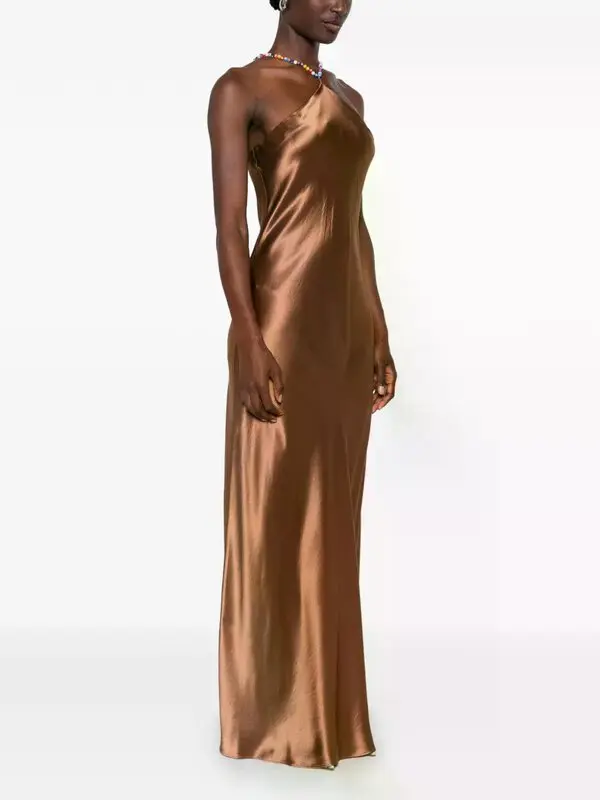 Staud Cadene Beaded-strap Satin-finish Maxi Dress