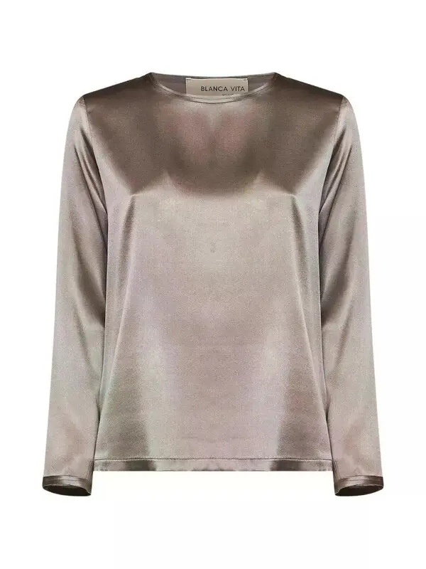 BLANCA VITA Raw-edge Long-sleeve Blouse