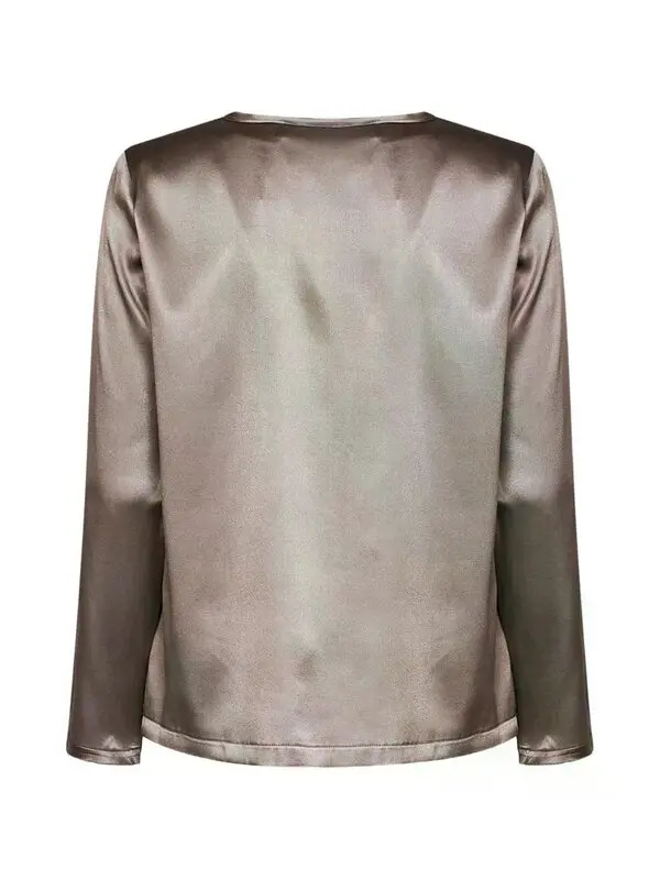 BLANCA VITA Raw-edge Long-sleeve Blouse