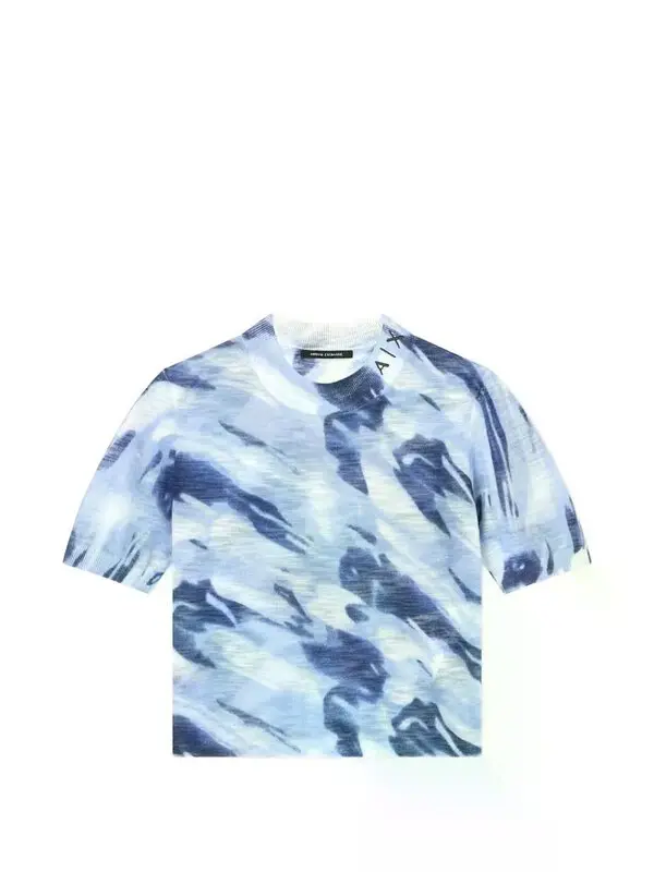 Armani Exchange Abstract-print Short-sleeve Sweater