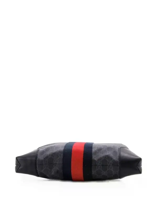 Gucci Web Zip Flat Messenger Gg Coated Canvas Medium Crossbody Bag