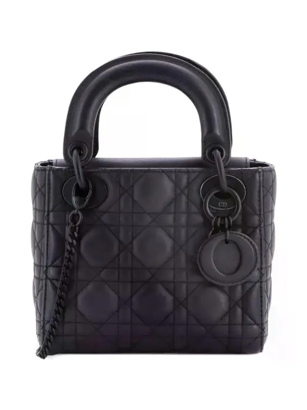 Dior Ultra Matte Lady Chain Bag Cannage Quilt Calfskin Mini Shoulder Bag - Black