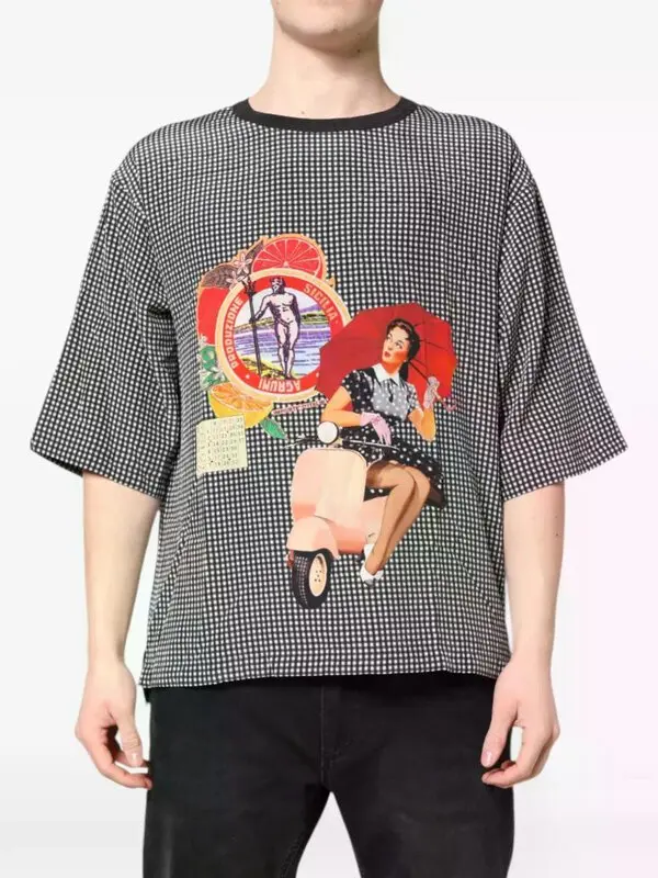 Dolce & Gabbana Gingham-check Graphic-print T-shirt
