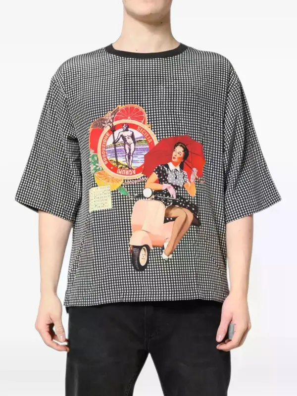 Dolce & Gabbana Gingham-check Graphic-print T-shirt