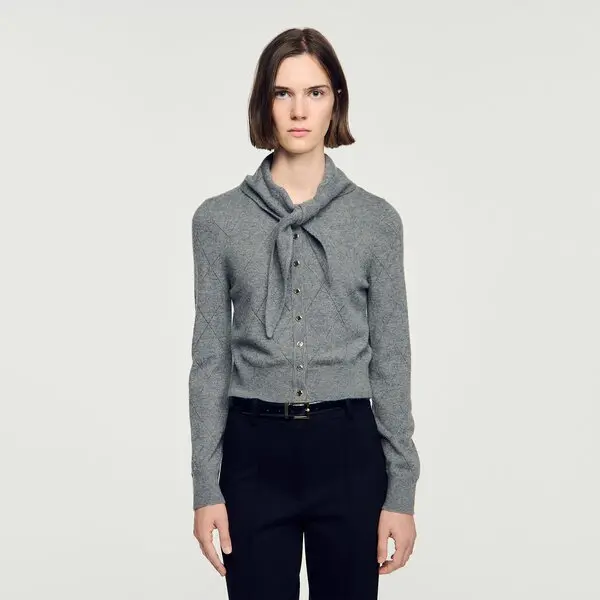 Sandro Pointelle Knit Cardigan