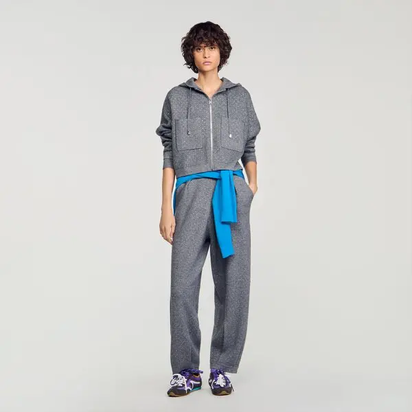 Sandro Hooded Rhinestone Cardigan