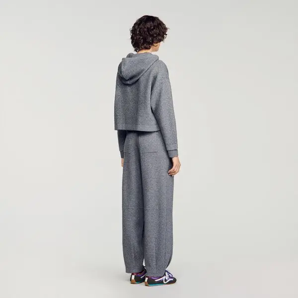 Sandro Hooded Rhinestone Cardigan