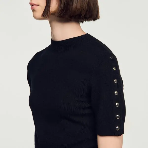 Sandro Cropped Wool And Cashmere Sweater