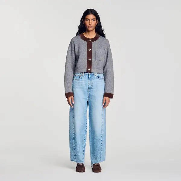 Sandro Cardigan With Suede Panels