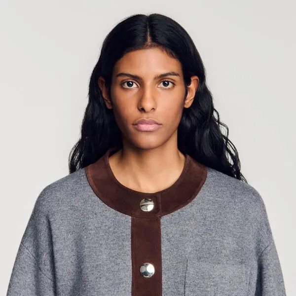 Sandro Cardigan With Suede Panels