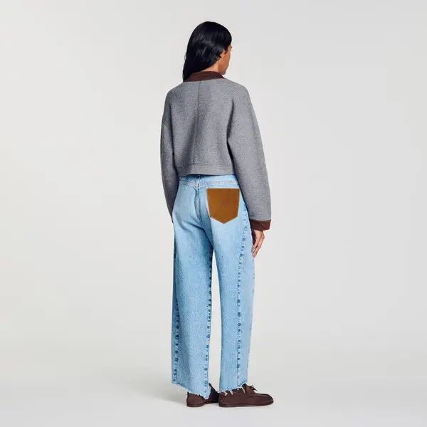 Sandro Cardigan With Suede Panels