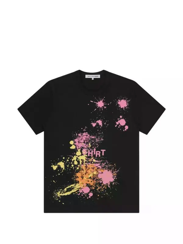 Comme Des Garçons Paint-splatter Logo-print T-shirt