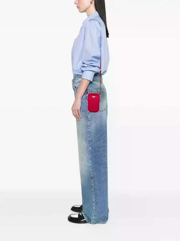 Prada 2000-2013 Tessuto Double Zip Phone Case Crossbody Bag - Red