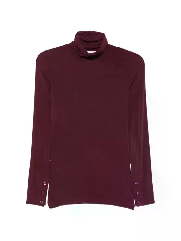 SOLOTRE Button-cuff Roll-neck Top